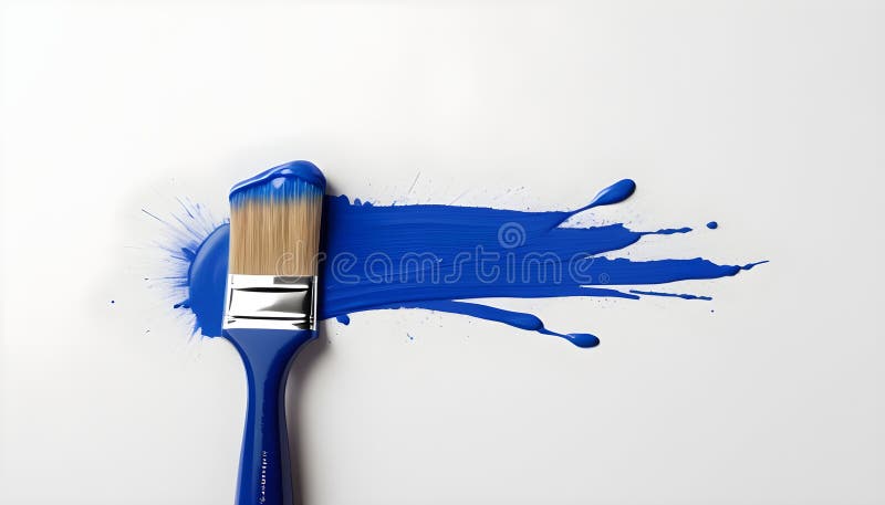 Bold Blue Stroke of Paint with Brush Marks on a White Background Stock ...