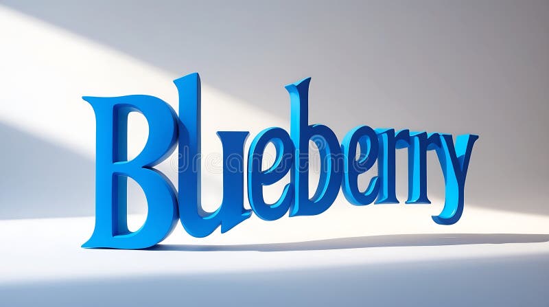 Bold Blue Typography Displaying the Word Blueberry with Soft Lighting ...