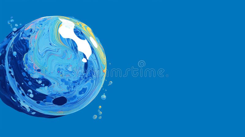 Bold Blue Water Waves with Bubbles and Patterns Stock Image - Image of ...