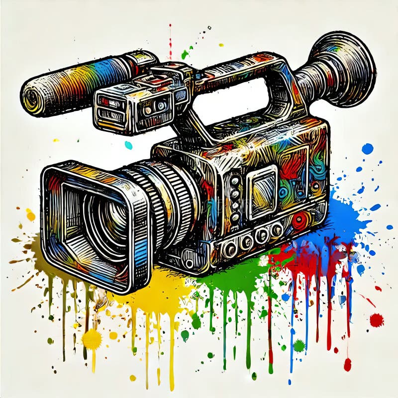 Bold and Bright Camcorder Artwork Stock Illustration - Illustration of ...