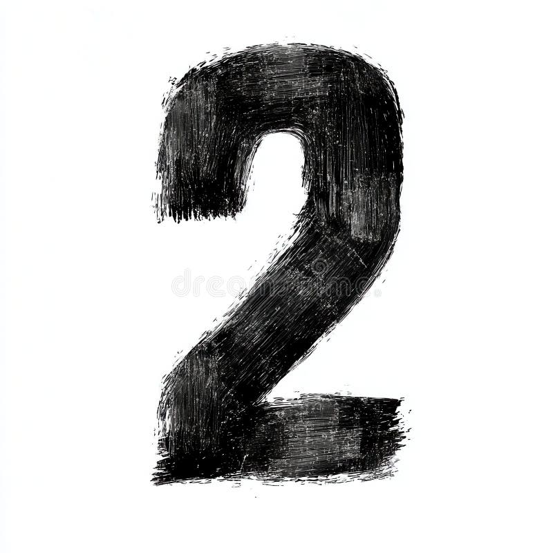 A Bold, Brush-stroke Style Depiction of the Number "2" on a White ...