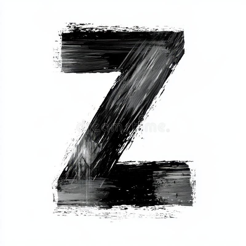 A Bold, Brush-stroke Styled Letter "Z" on a White Background ...