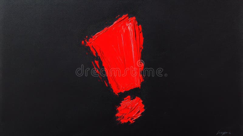 Bold Brushstrokes Create Dramatic Red Exclamation Mark Stock ...