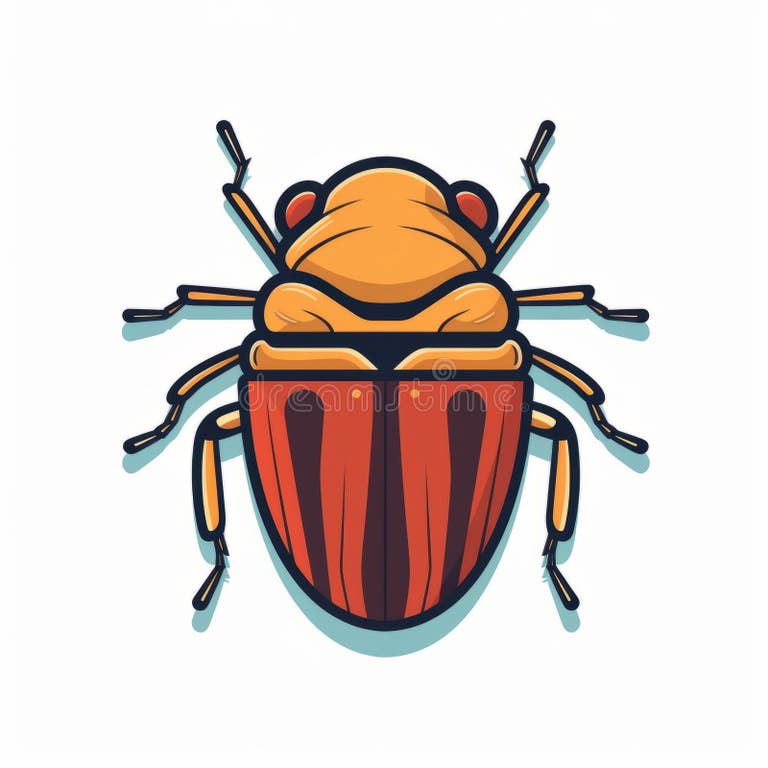 Bold Bug Beetle Vector Illustration in Dark Orange and Light Blue Stock ...