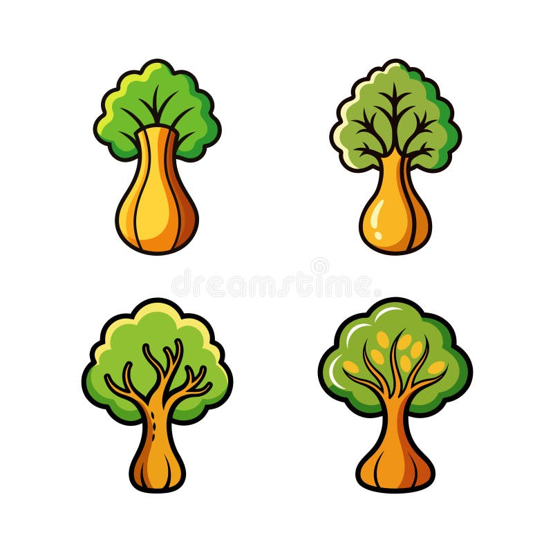 Bold Butternut Tree Illustration on White Background Stock Vector ...
