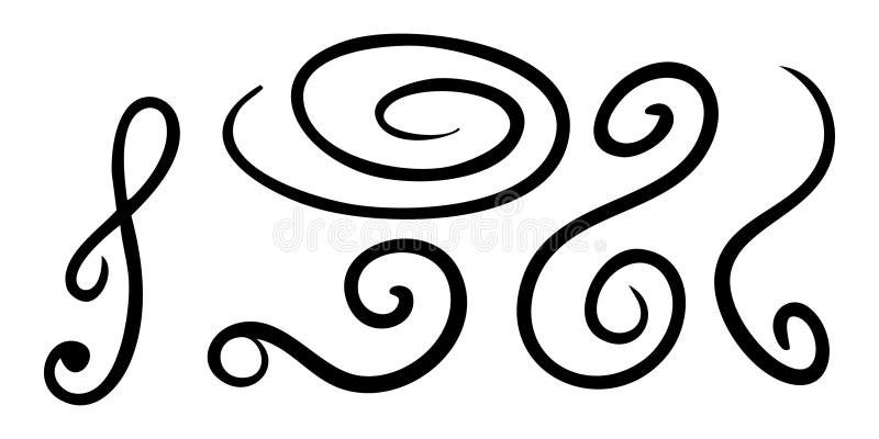 Bold Calligraphic Curl, Curved Lines. Decorative Design. Pack Element ...