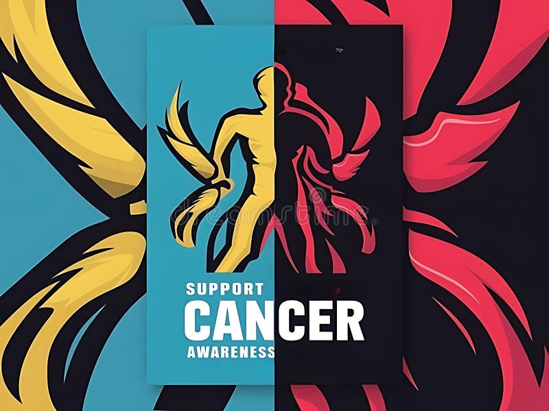 Bold Cancer Awareness Poster with Vibrant Colors Stock Illustration ...