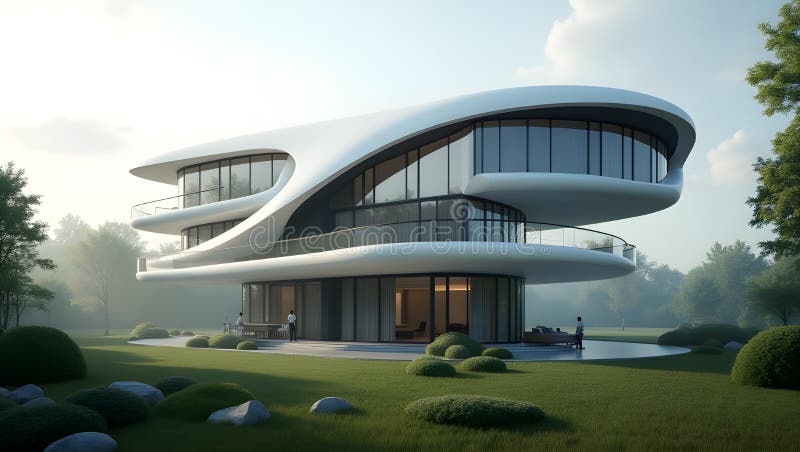 Bold Cantilevered Building Design in a Minimalist Natural Setting Stock ...