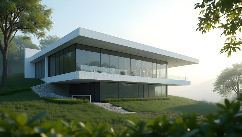 Bold Cantilevered Building Design in a Minimalist Natural Setting Stock ...