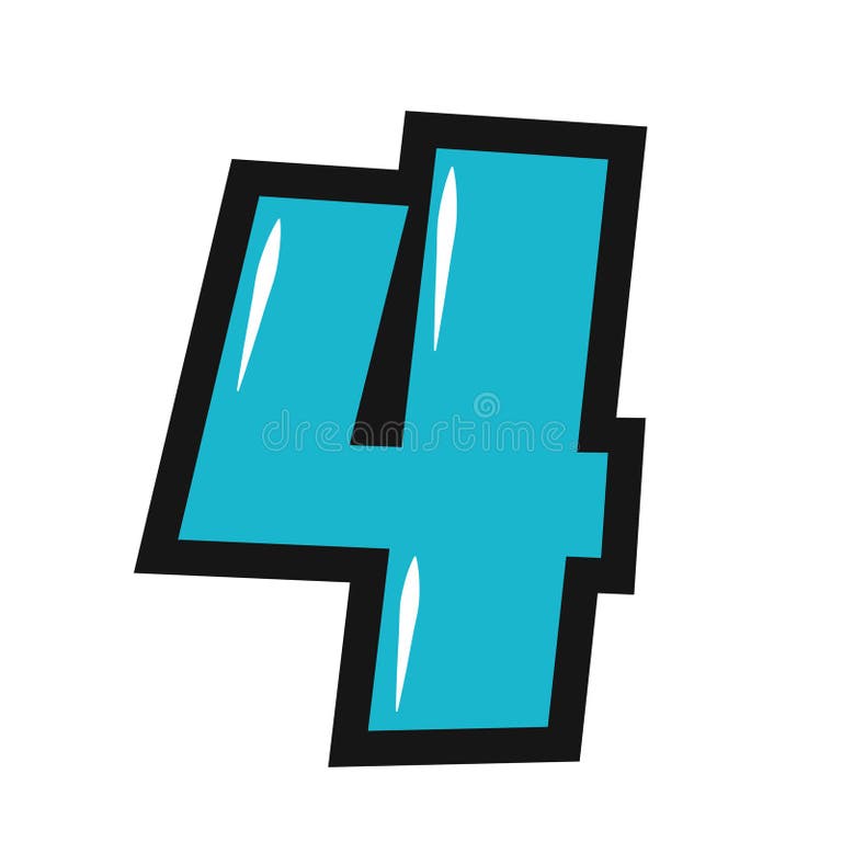 Bold Cartoon Number Four. Vector Stock Vector - Illustration of number ...