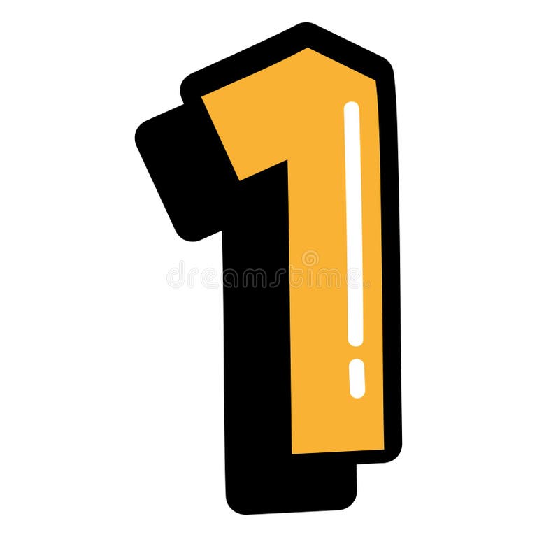 Bold Cartoon Number One. Vector Stock Vector - Illustration of ...