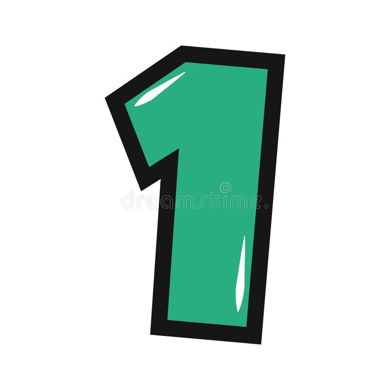 Bold Cartoon Number One. Vector Stock Vector - Illustration of minimal ...