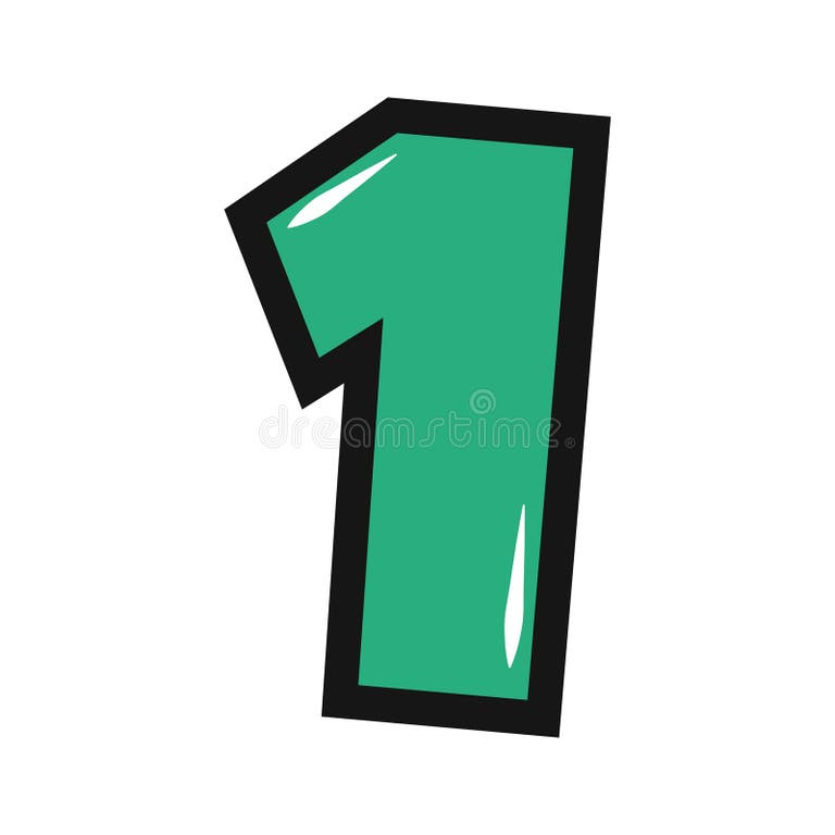 Bold Cartoon Number One. Vector Stock Vector - Illustration of minimal ...