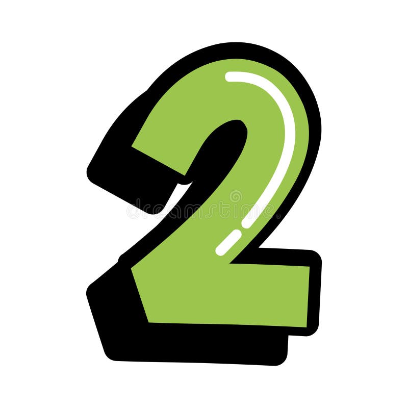 Bold Cartoon Number Two. Vector Stock Vector - Illustration of playful ...