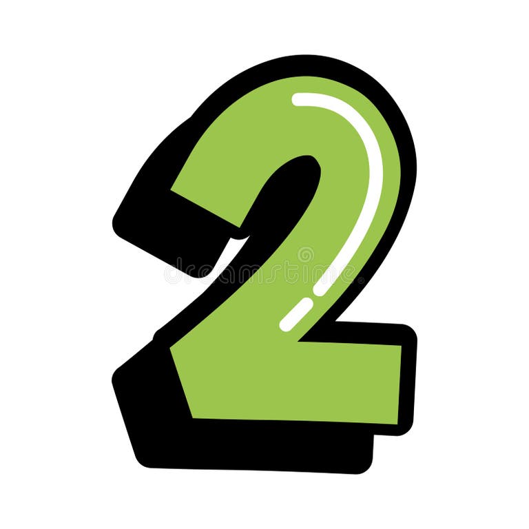 Bold Cartoon Number Two. Vector Stock Vector - Illustration of playful ...