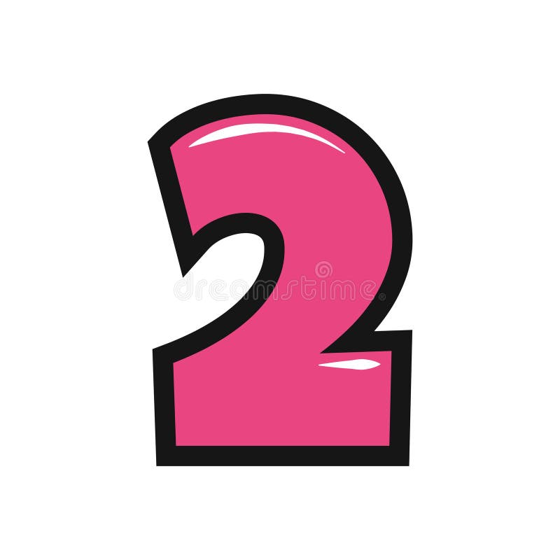 Bold Cartoon Number Two. Vector Stock Vector - Illustration of design ...