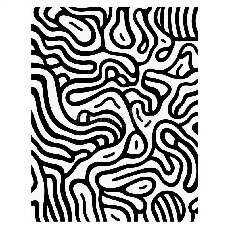 Bold and Cartoonish Black and White Abstract Pattern Stock Illustration ...