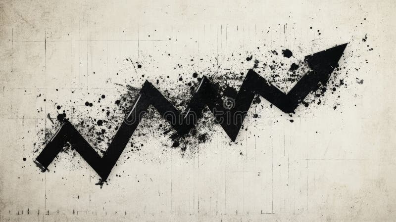 Bold Charcoal Graph with Upward Curve on Textured Background Stock ...