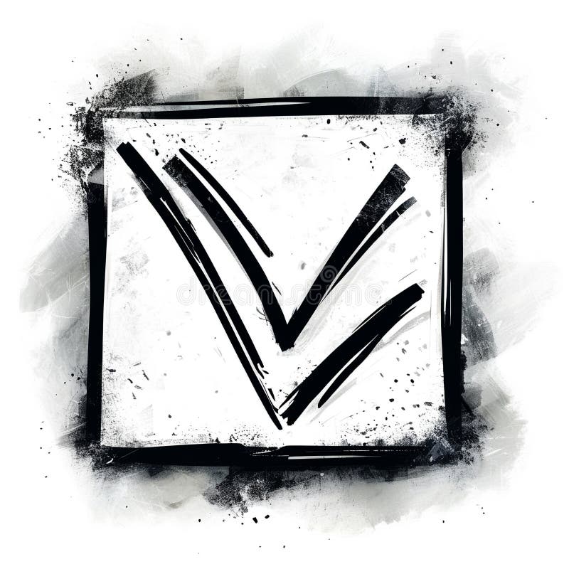 Artistic Representation of a Hand-drawn Check Mark within a Splattered ...