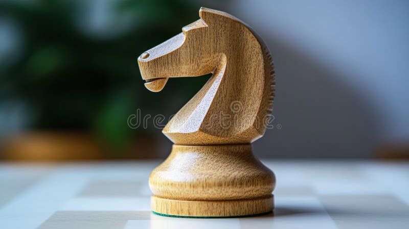 A Bold Chess Piece, the Knight, Standing Alone on a Smooth White Board ...