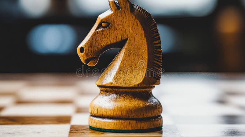A Bold Chess Piece, the Knight, Standing Alone on a Smooth White Board ...
