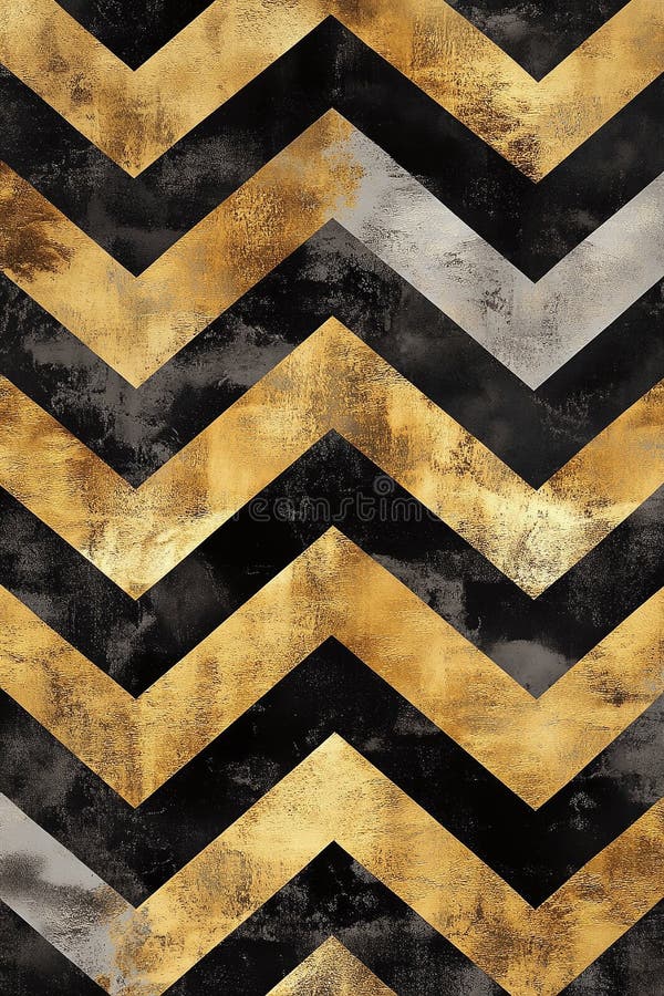 A Bold Chevron Pattern with Alternating Shades of Black and Gold. Stock ...