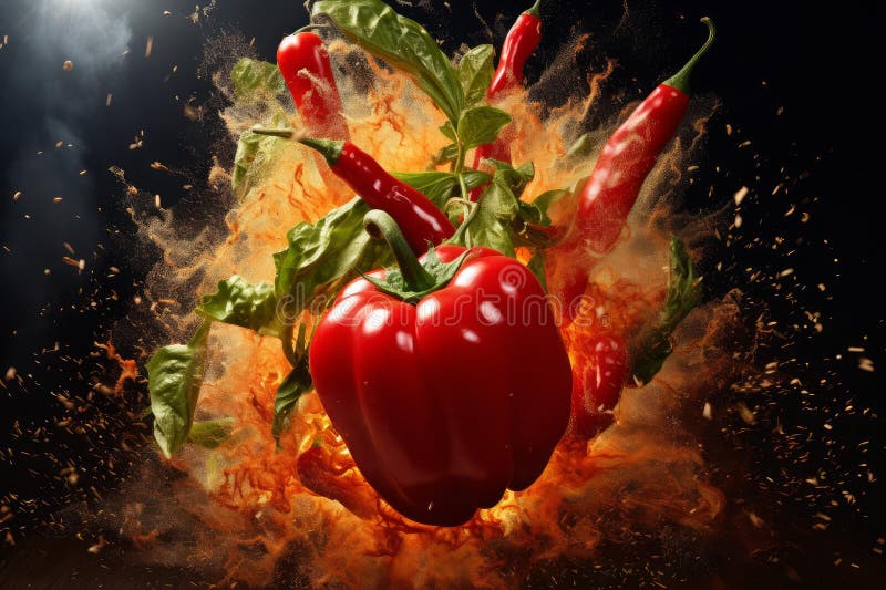 Bold Chilli Explosion. Generate Ai Stock Image - Image of explode ...