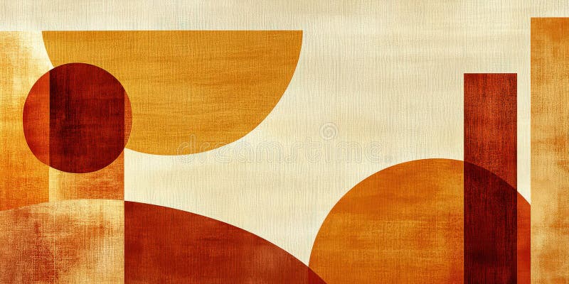 Bold Circular and Curved Forms in Golden Tones Against Neutral Backdrop ...