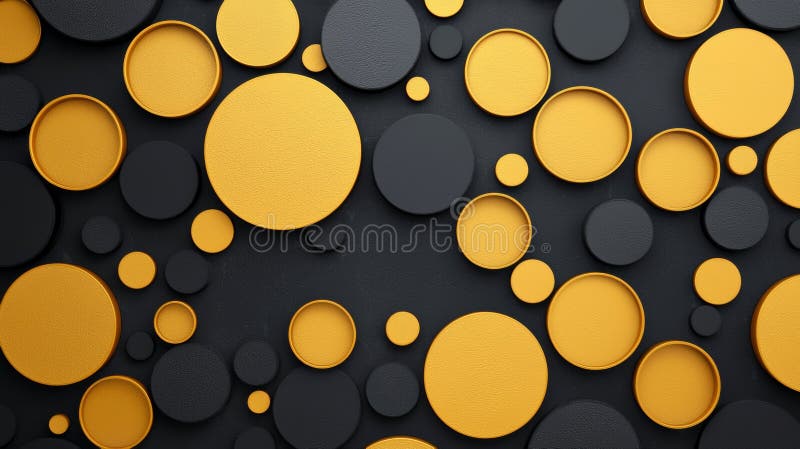 Bold Circular Patterns in Black and Yellow Design Stock Illustration ...
