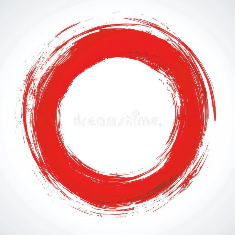 Bold Circular Red Brushstroke on a Plain White Background Stock ...