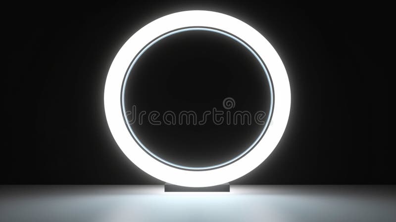 Bold and Clean White Circle Neon Light with Negative Space Stock ...