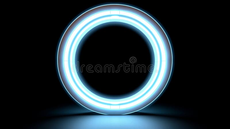 Bold and Clean White Circle Neon Light with Negative Space Stock ...