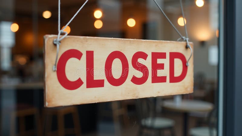 Bold Closed Sign on Glass Door with Caf Interior Stock Illustration ...