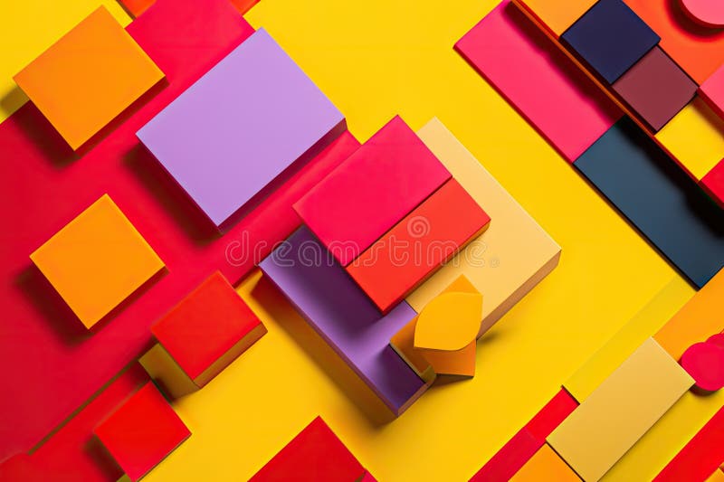 Bold Color Blocks on a Monochromatic Background Stock Photo - Image of ...