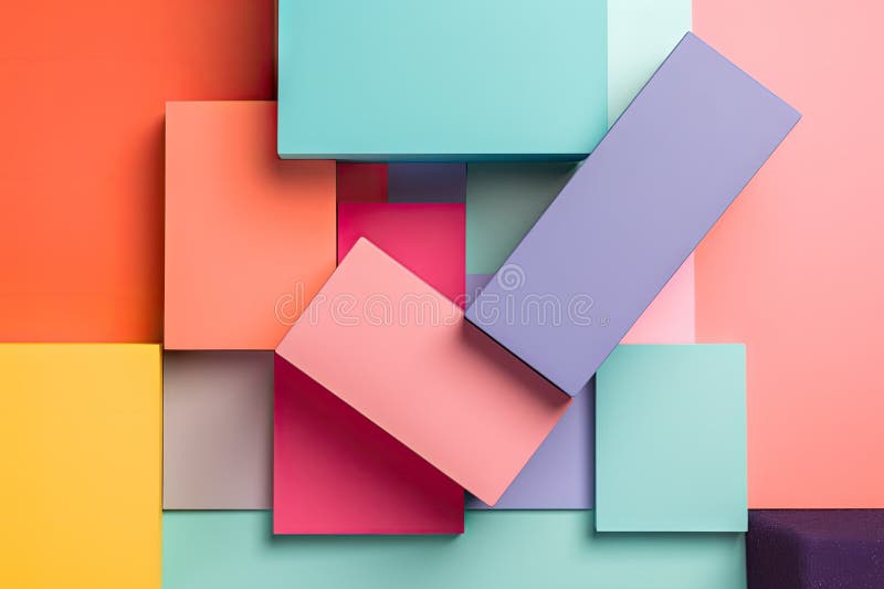 Bold Color Blocks on a Pastel Background Stock Illustration ...