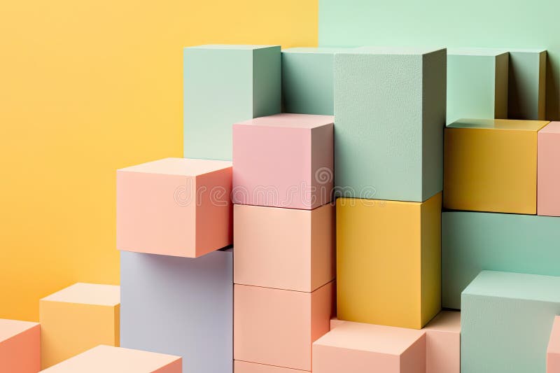 Bold Color Blocks on a Pastel Background Stock Illustration ...
