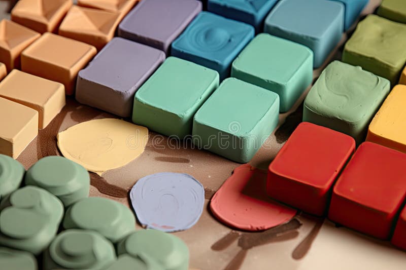 Bold Color Blocks in Setting of Soft Pastels Stock Illustration ...