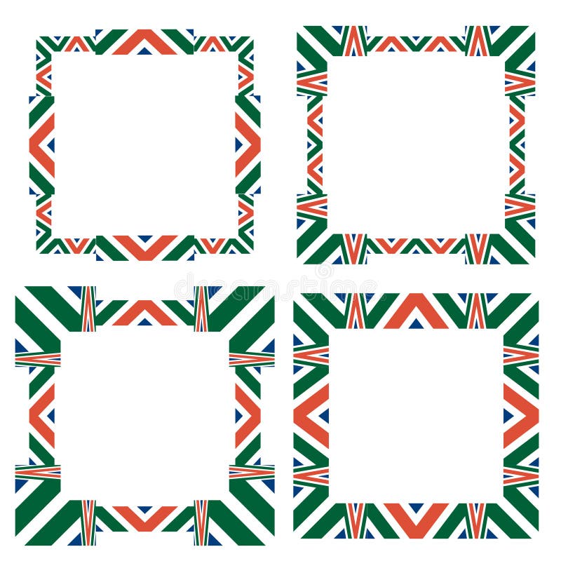 Bold Color Frames. Tricolor Ethnic Patterns. Modern Square Corners ...