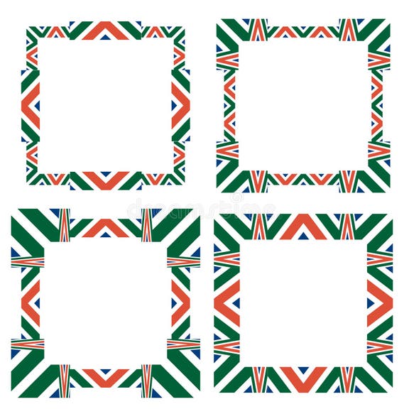 Bold Color Frames. Tricolor Ethnic Patterns. Modern Square Corners ...