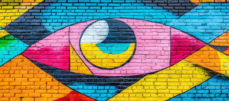 Bold-Colored Neon Graffiti Art Banner with Brick Texture for Urban ...