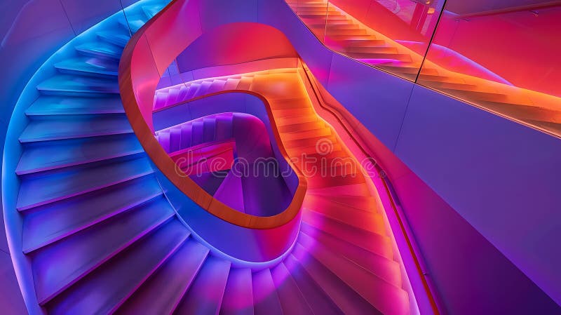 Bold Colored Staircase with Unique Light Patterns Stock Illustration ...