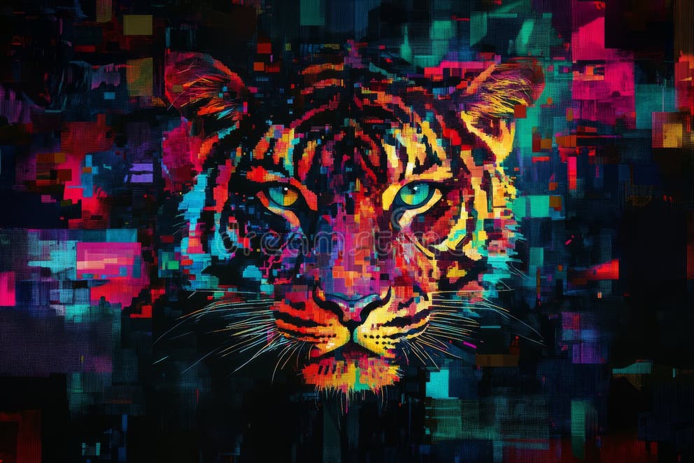 A Bold, Colorful Abstract Background Featuring Glitch Aesthetics ...