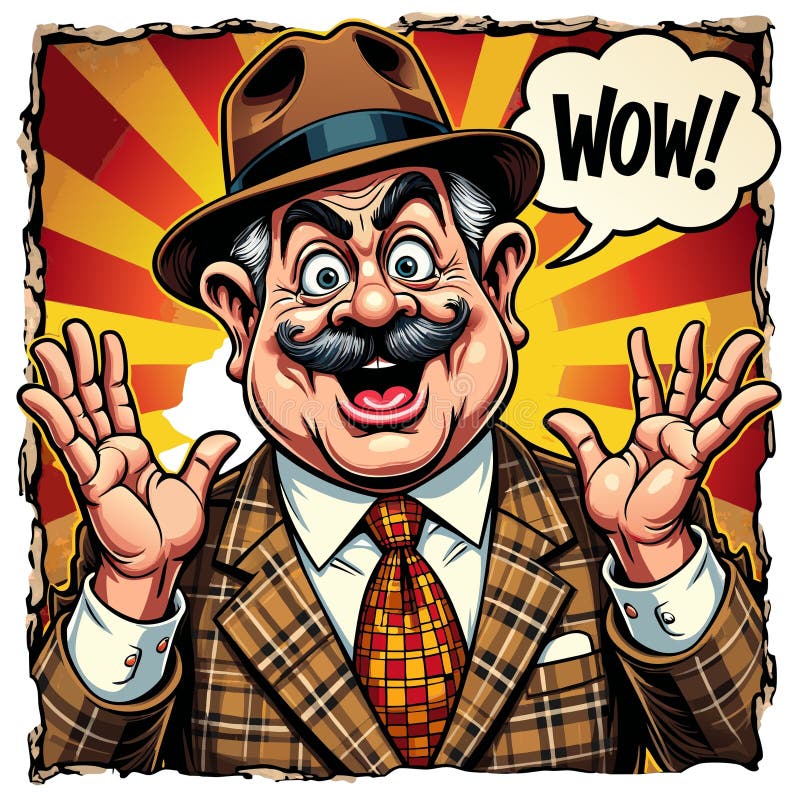 Vintage Comic Amazed Character Expression Stock Vector - Illustration ...