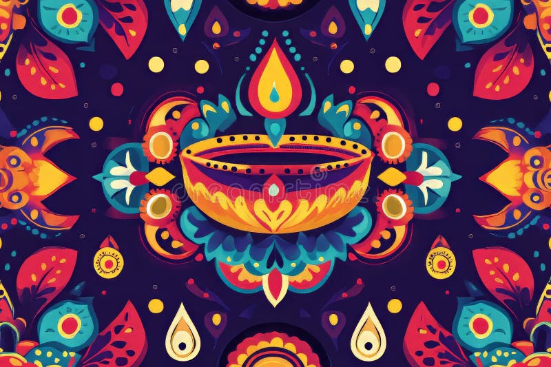 Bold and Colorful Diwali Poster Featuring Traditional Elements and ...