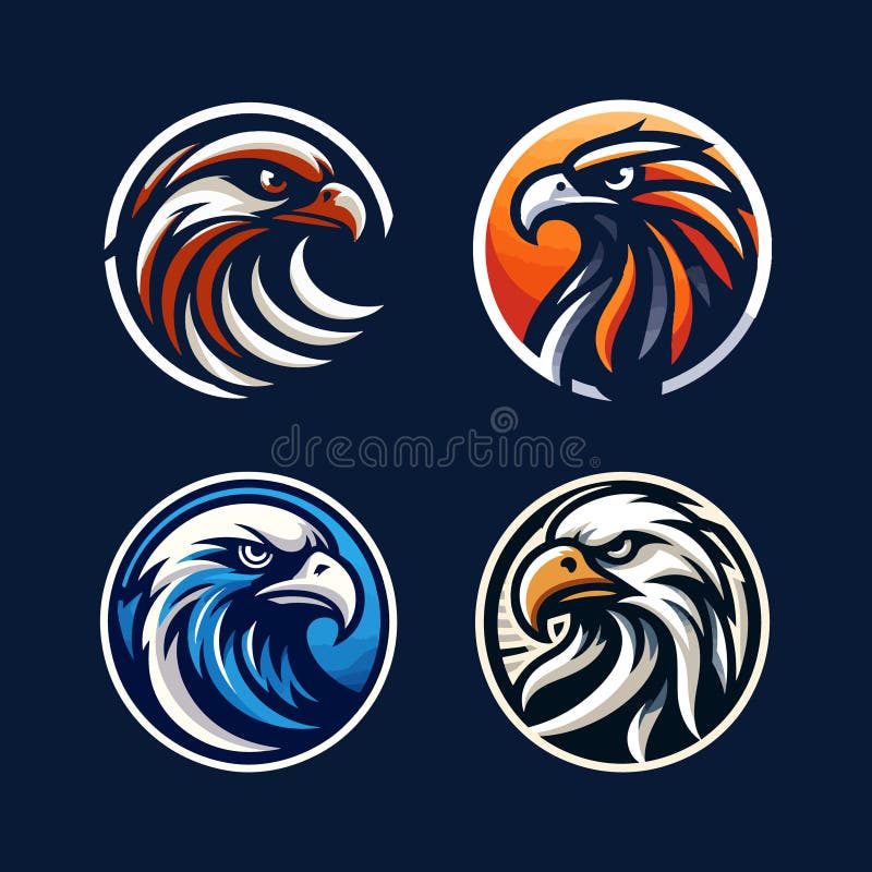 Bold & Colorful Four Eagle Head Logo Design Stock Vector - Illustration ...
