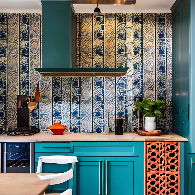 17 a Bold, Colorful Kitchen with Bright Cabinets, Patterned Tiles, and ...