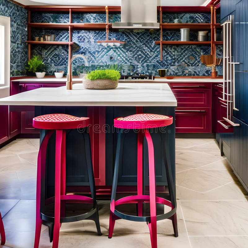 17 a Bold, Colorful Kitchen with Bright Cabinets, Patterned Tiles, and ...