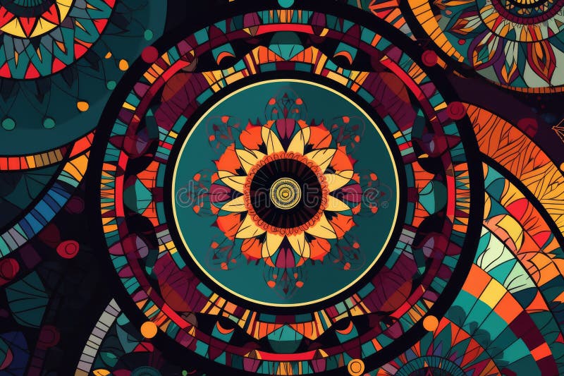 Bold and Colorful Mandala Pattern with Geometric Shapes and Abstract ...