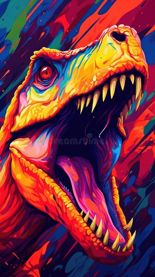 Bold and Colorful Pop Art Raptor Snarling AI Generated Stock ...