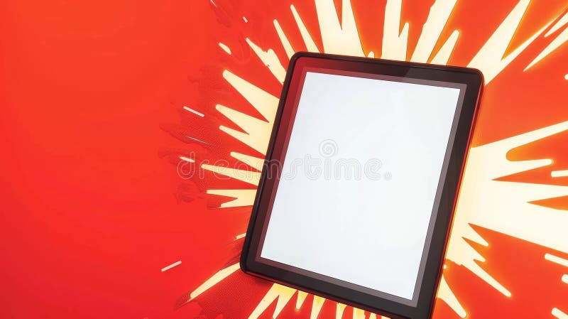 Vibrant Pop Art Style Tablet Mockup with Dynamic Red and Orange ...